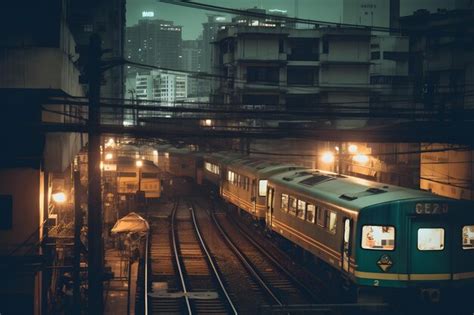 Premium Ai Image Cargo Train Platform With Freight Train Container At