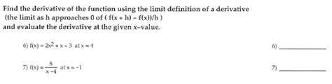 Solved Find The Derivative Of The Function Using The Limit Chegg