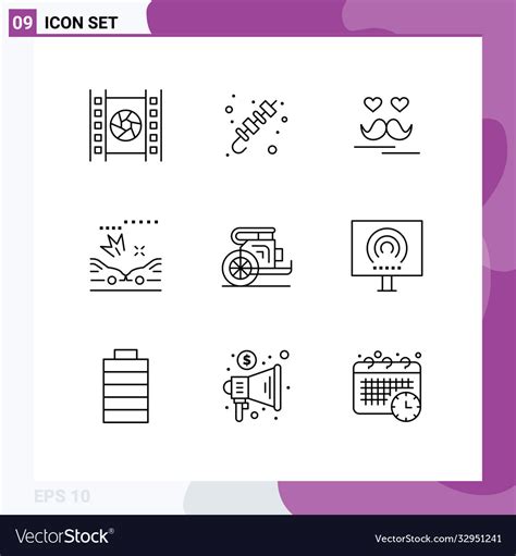 9 User Interface Outline Pack Modern Signs And Vector Image