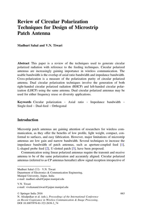 Pdf Review Of Circular Polarization Techniques For Design Of