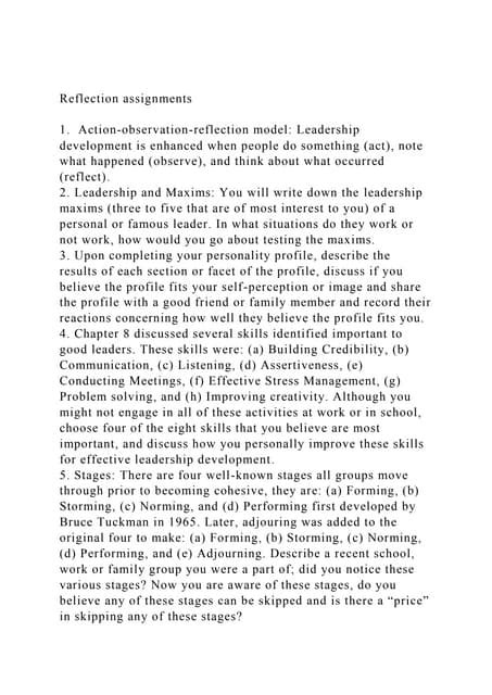 Reflection Assignments1 Action Observation Reflection Modeldocx