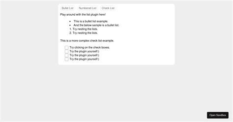 lexical list plugin example error forked codesandbox