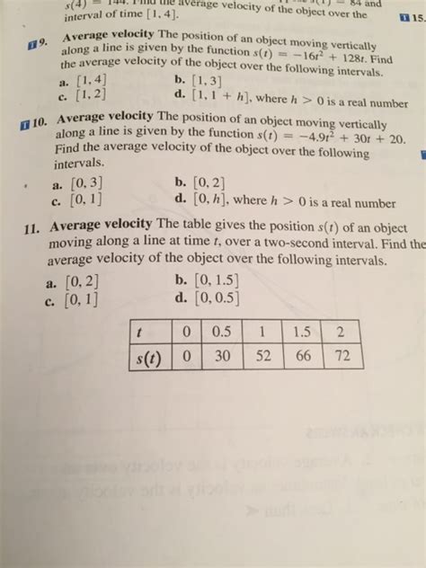 solved average velocity the position of an object moving