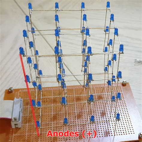 4x4x4 led cube with arduino pro mini atmega328 avr microcontroller