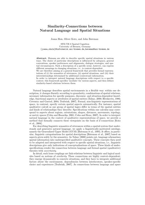 Pdf Similarity Connections Between Natural Language And Spatial Situations