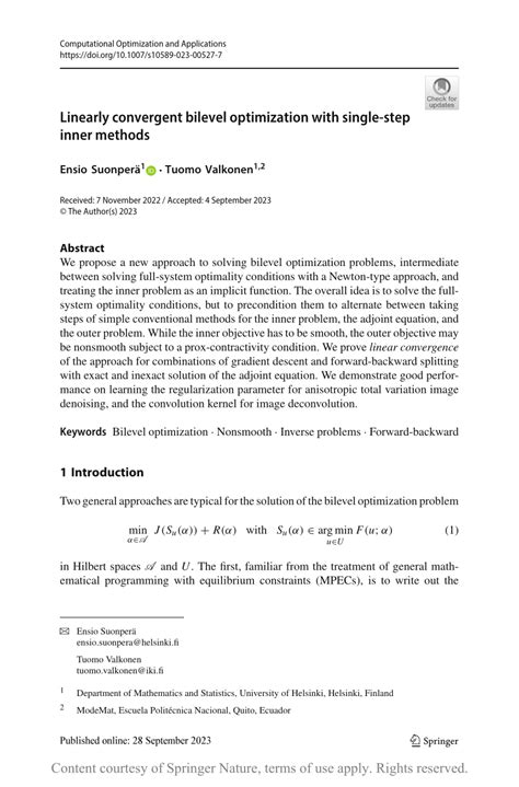 PDF Linearly Convergent Bilevel Optimization With Single Step Inner Methods