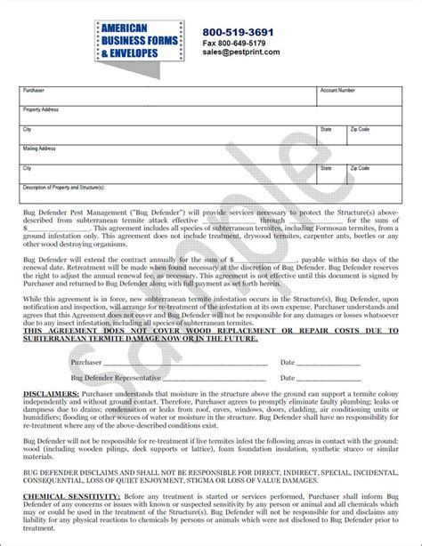 Pest Contract 5 Termite American Business Forms And Envelopes