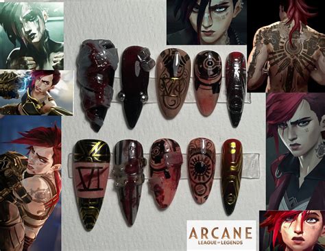 Arcane Vi Inspired Nails Gel Nails Diy Cat Nails Stylish Nails Art
