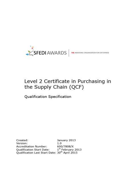 Level 2 Certificate In Purchasing In The Supply Chain Qcf 2 Pdf