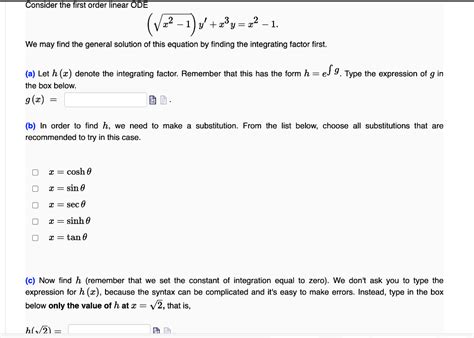 Solved Consider the first order linear ODE | Chegg.com
