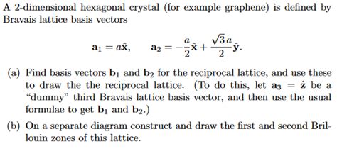 Solved A Dimensional Hexagonal Crystal For Example Chegg