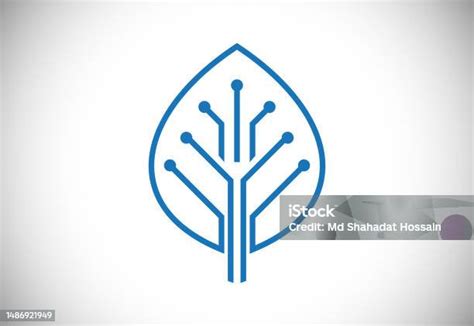 크리에이티브 리프 기술 로고 디자인 템플릿 그린 테크놀로지 로고 디자인 컨셉 테크놀로지에 대한 스톡 벡터 아트 및 기타 이미지