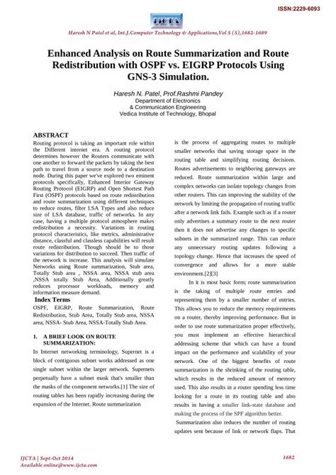 Pdf Enhanced Analysis On Route Summarization And Route … · Enhanced Analysis On Route