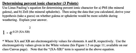Solved Determining Percent Ionic Character 3 Points Use Chegg Com