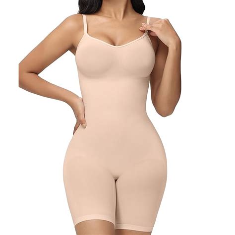 Pop Closets Bodysuit Mid Thigh Slimmer Shapewear For Women Tummy
