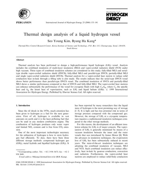 Thermal Design Analysis Of A Liquid Hydrogen Vessel Pdf Liquid