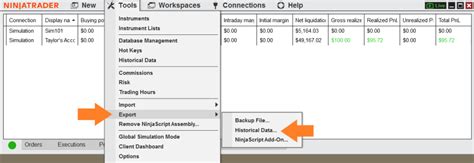 Exporting Historical Data Ninjatrader Desktop
