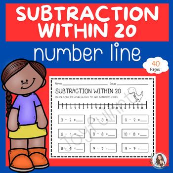 Subtraction Within 20 Interactive Number Line Worksheets By JoyfulArt Studio