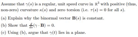 solved assume that y s is a regular unit speed curve in