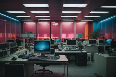 Premium Ai Image Modern And Equipped Computer Lab