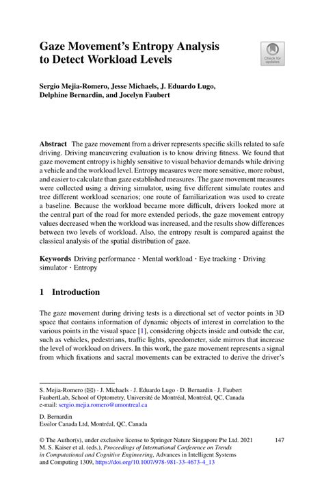 Pdf Gaze Movements Entropy Analysis To Detect Workload Levels