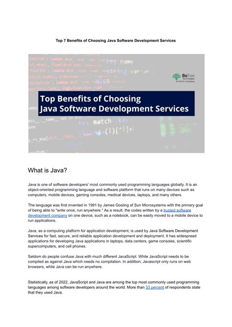 Ppt Top 7 Benefits Of Choosing Java Software Development Services