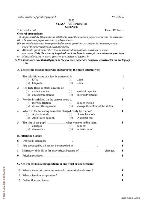 Nbse Class 8 Question Paper 2023 24 Pdf Aglasem