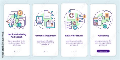 Cms Features Onboarding Mobile App Screen Intuitive Indexing Search Walkthrough 4 Steps
