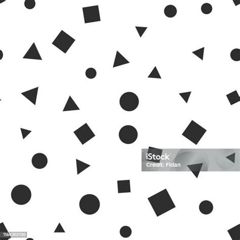 원활한 벡터 기하학적 그림 패턴입니다 혼란 라운드 사각형과 삼각형 10 Eps 배경 디자인 직물 직물 커버 0명에 대한 스톡