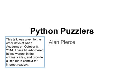 Python Puzzlers Speaker Deck