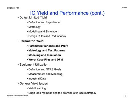 lecture 2 parametric yield pdf computer networking computing