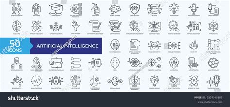 Artificial Intelligence Icon Collection Set Genetic Stock Vector
