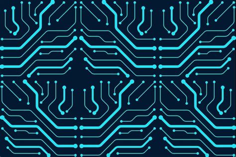 Premium Vector Abstract Illustration Technology Circuit Board Seamless Pattern On Dark Blue
