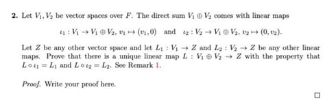 solved 2 let v1 v2 be vector spaces over f the direct sum