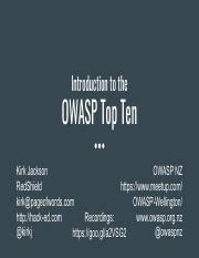 Introduction To OWASP Top Ten Improving Software Security And Course Hero