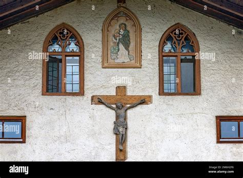 Holy Figures And Neo Gothic Window Frames On A Farmhouse Seeon