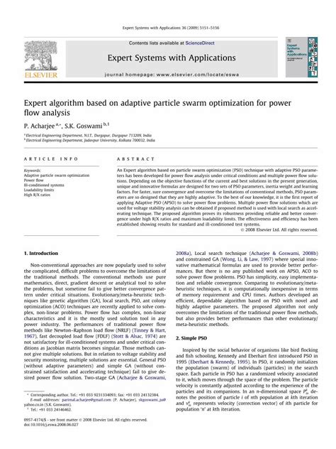 pdf expert algorithm based on adaptive particle swarm optimization