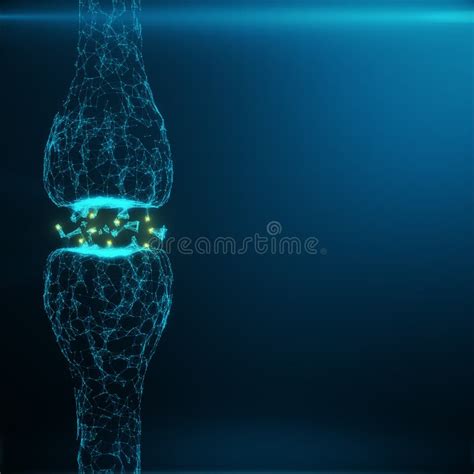 Blue Glowing Synapse Artificial Neuron In Concept Of Artificial Intelligence Stock Illustration