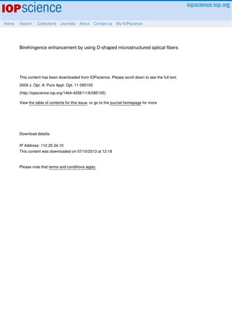 Pdf Birefringence Enhancement By Using D Shaped Microstructured Optical Fibers