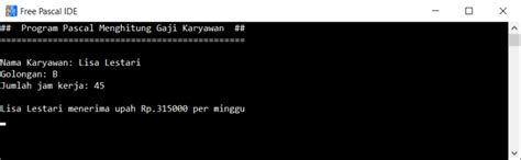 Latihan Kode Program Pascal Menghitung Gaji Karyawan