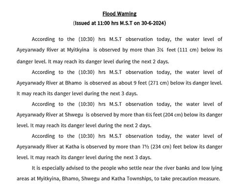 Flood Warning Department Of Meteorology And Hydrology