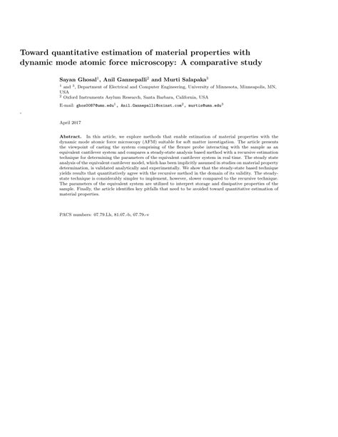 Pdf Toward Quantitative Estimation Of Material Properties With Dynamic Mode Atomic Force