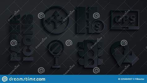 Set Traffic Light Gps Device With Map Stop Sign Location House Toll Road Traffic And Road