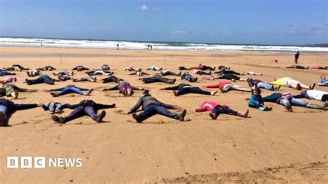 400 People Attempt Sand Angels World Record In Pembrokeshire Bbc News