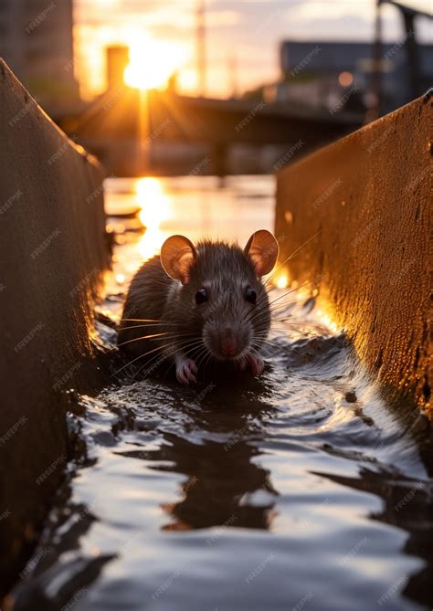 Rat In A City Sewer System Ai Generated Image