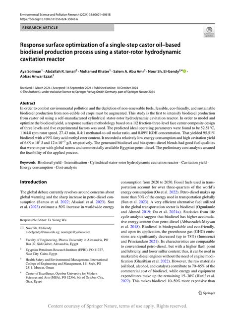 Response Surface Optimization Of A Single Step Castor Oil Based Biodiesel Production Process