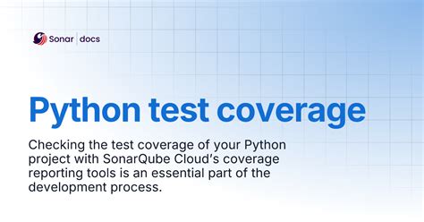 Python Test Coverage Sonar Documentation