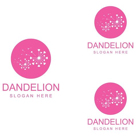 민들레 꽃 로고 및 기호 디자인 벡터 일러스트 템플릿 프리미엄 벡터