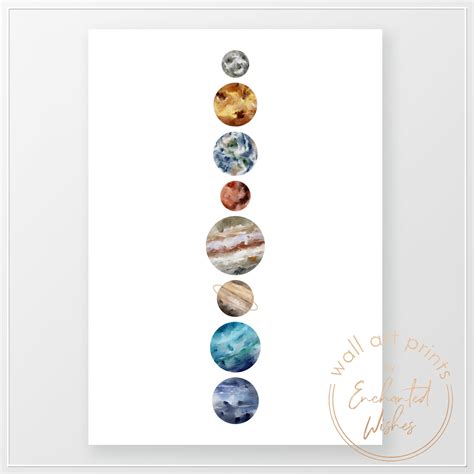 Watercolor Planets Print Celestial Space Wall Art