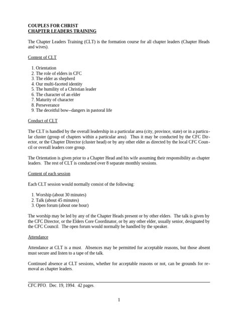 Cfc Chapter Leaders Training Pdf Elder Christianity Jesus